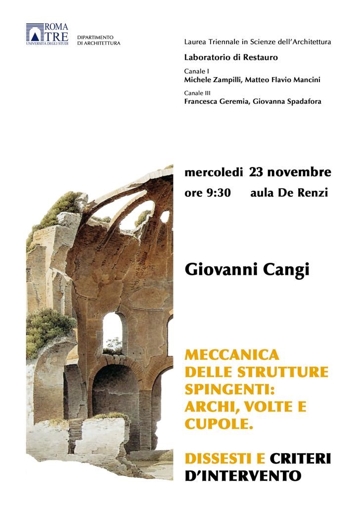 Conferenza di Giovanni Cangi - Dipartimento di Architettura